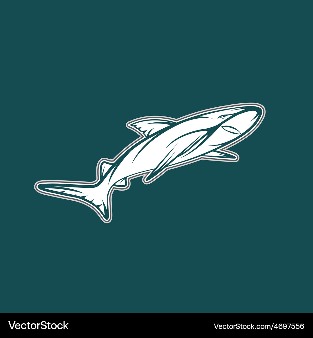 Shark sport team mascot design template Royalty Free Vector