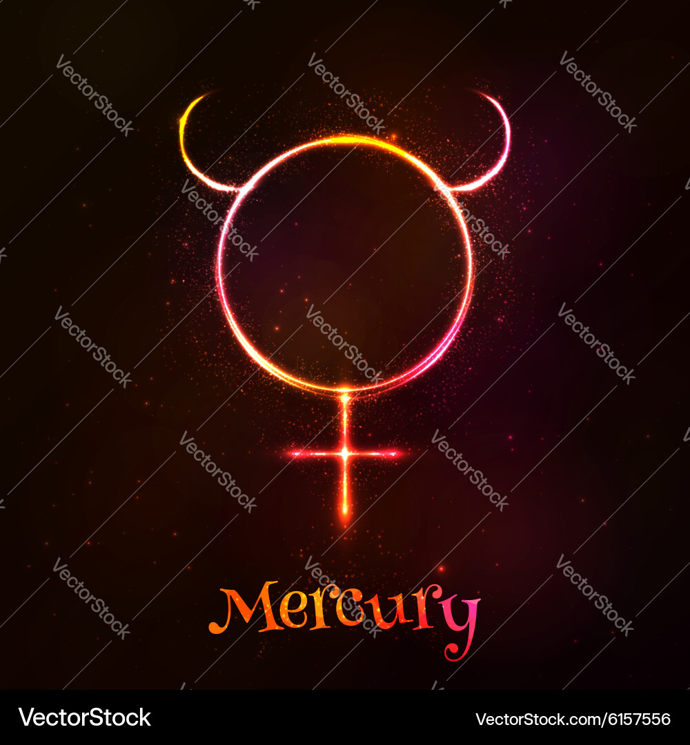 Shining neon zodiac mercury symbol Royalty Free Vector Image
