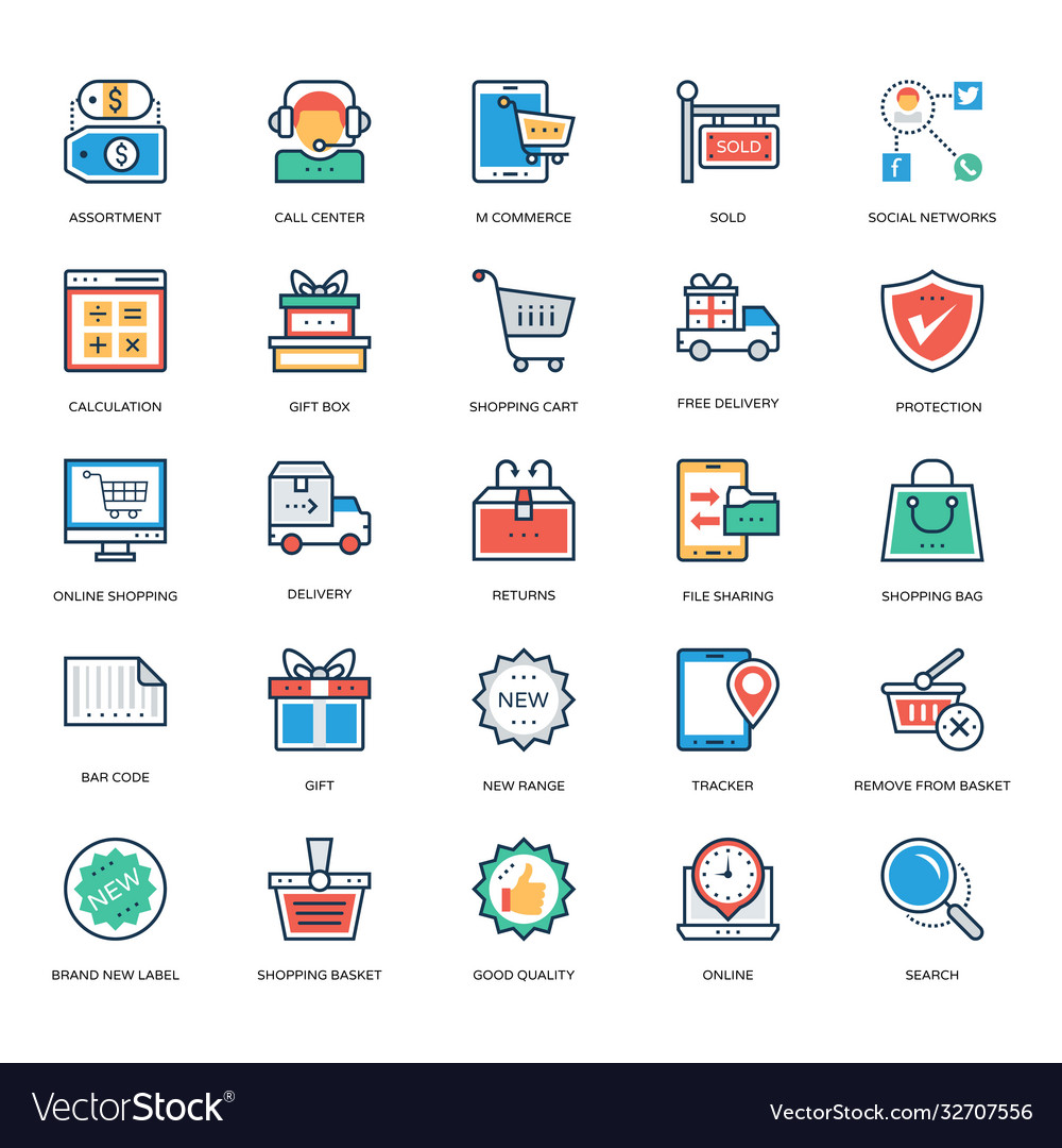 Shopping and commerce icons 5 Royalty Free Vector Image