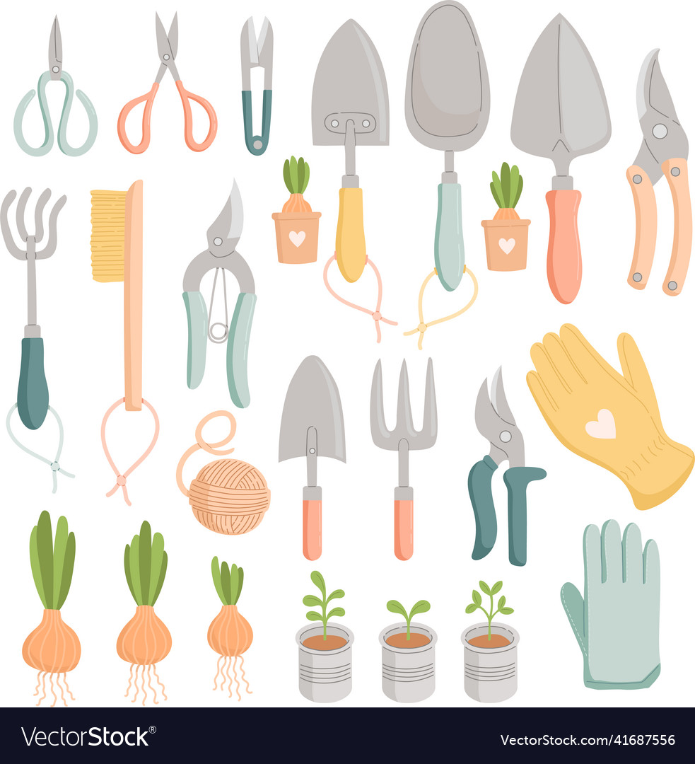 Spring garden set colorful flat design Royalty Free Vector