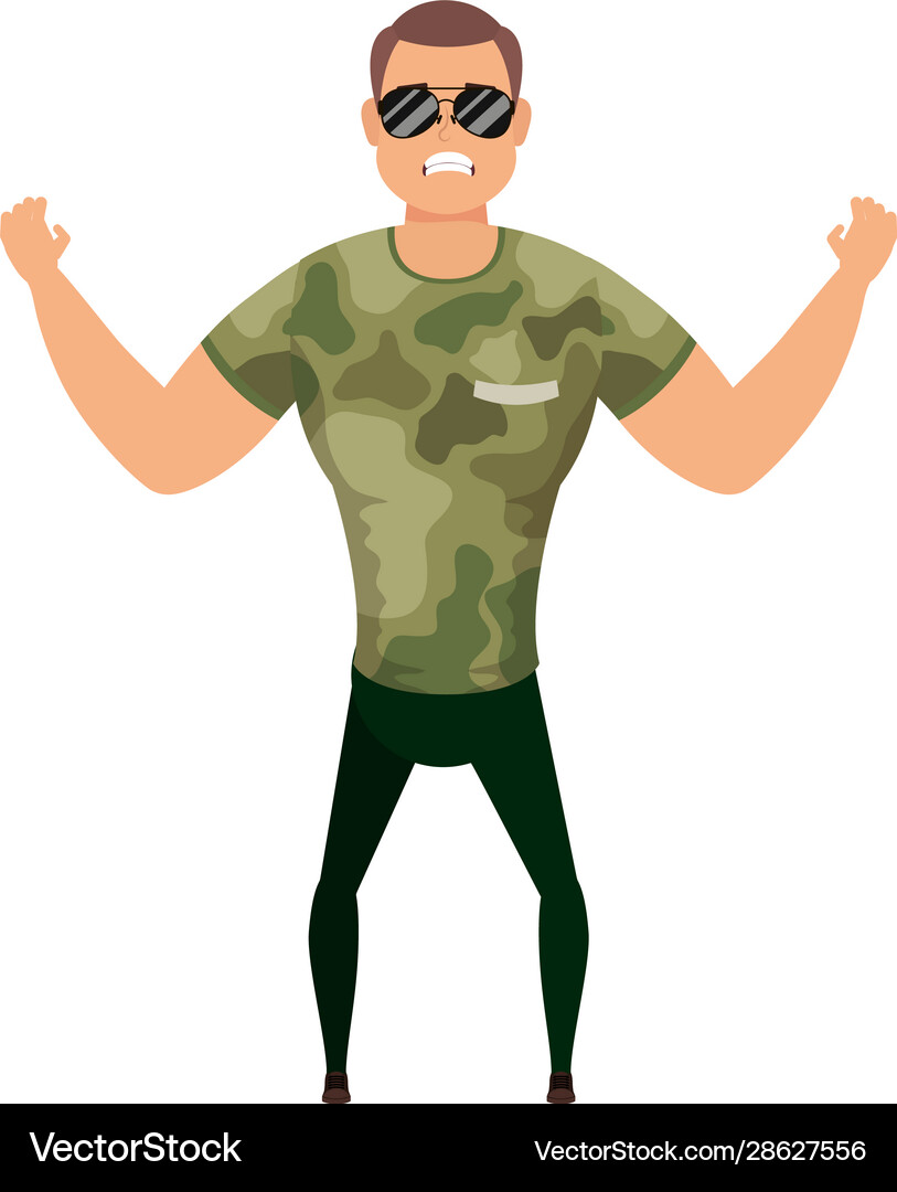 Young man with military clothes character Vector Image
