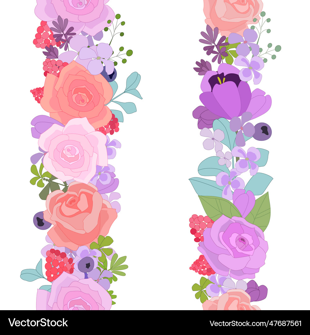 Collection of vertical seamless borders with Vector Image