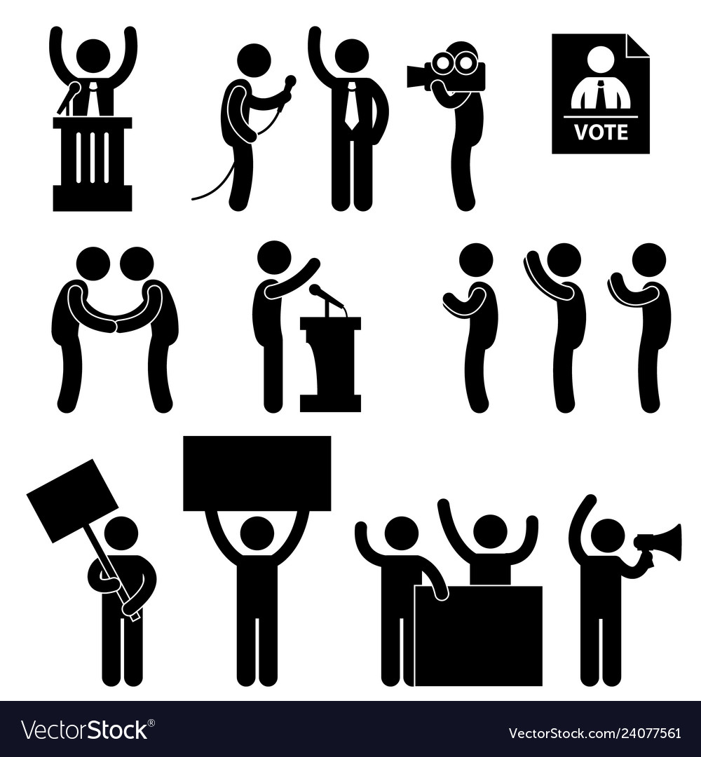Politician reporter election vote a set Royalty Free Vector Politician reporter election vote a set Royalty Free Vector