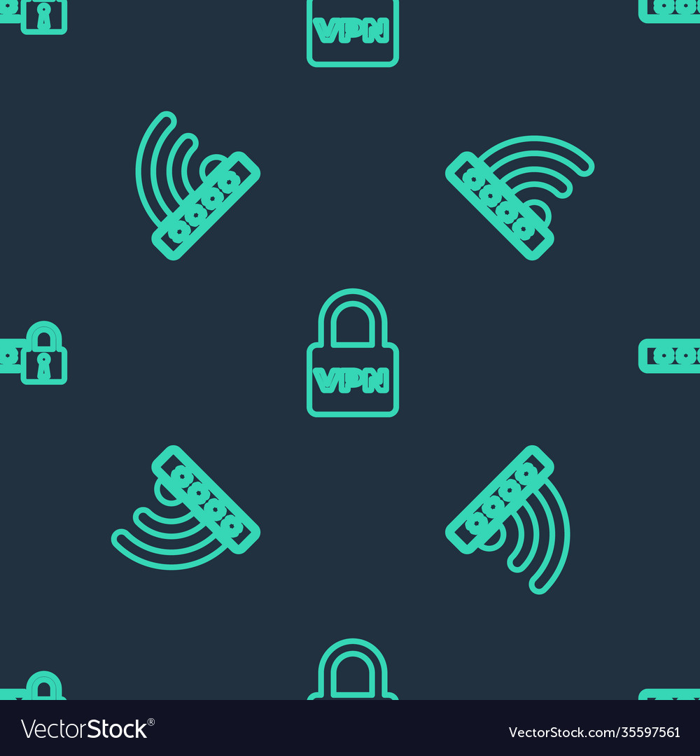 Set Line Lock Vpn Wifi Locked And Password Vector Image