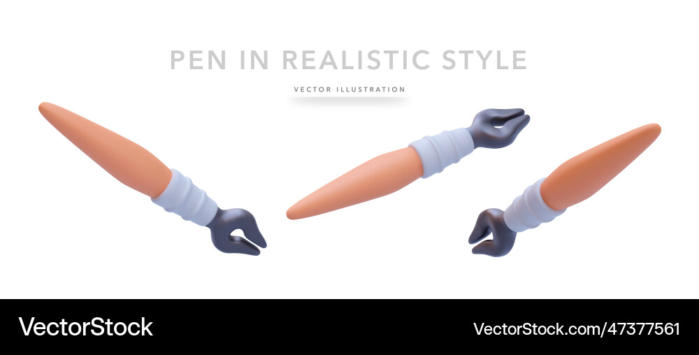 Set of 3d realistic pen isolated on white Vector Image