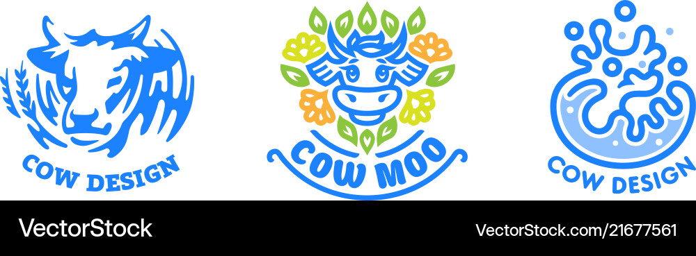 Set of cow logos Royalty Free Vector Image - VectorStock