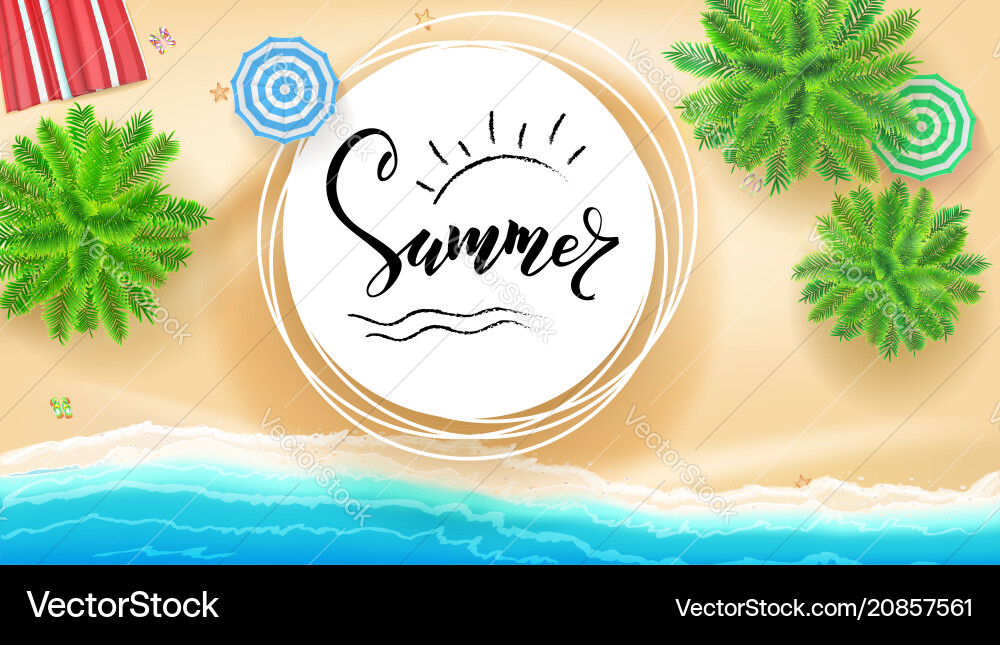 Summer hand lettering on sun sign hand drawn Vector Image