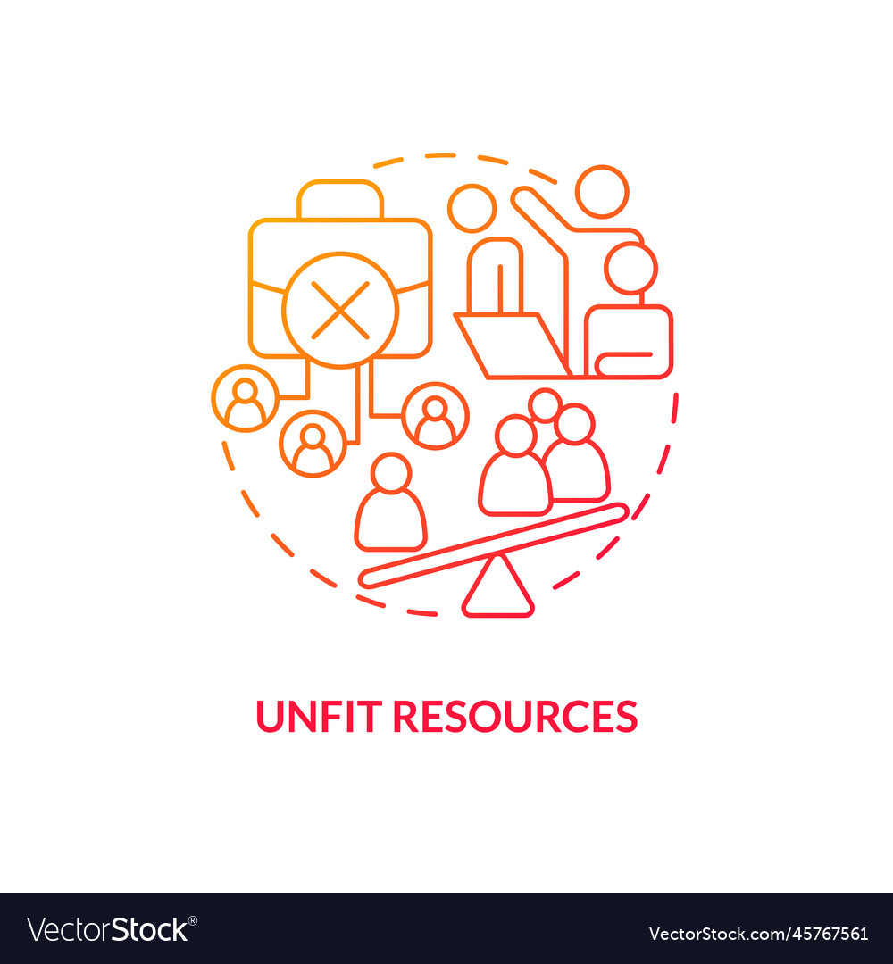 Unfit resources red gradient concept icon Vector Image