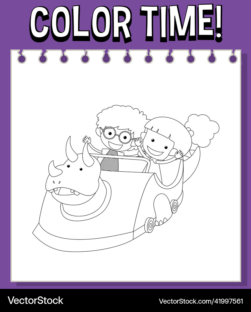 Worksheets template with color time text and kids Vector Image