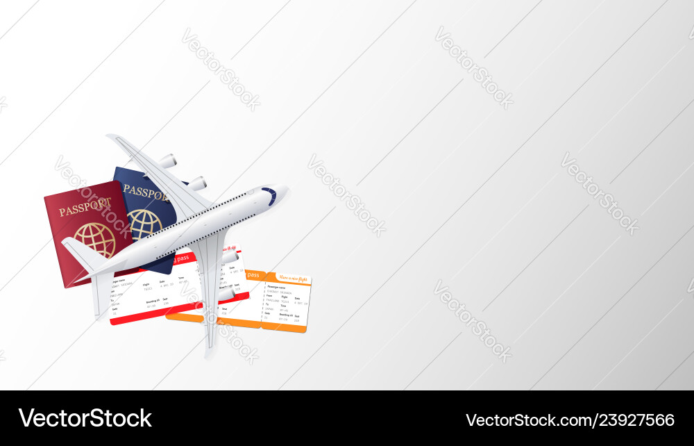 Airplane passport and boarding pass on empty Vector Image