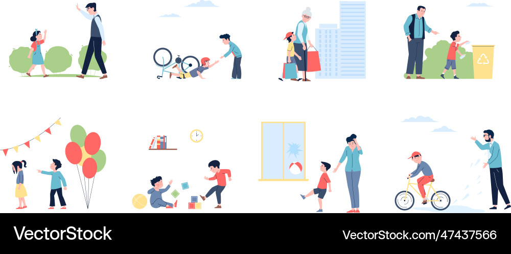 Bad behavior kids and broken friendship polite Vector Image