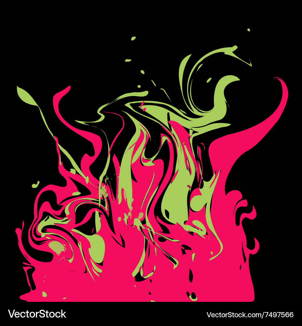 Bright pink and green colored splashes in abstract