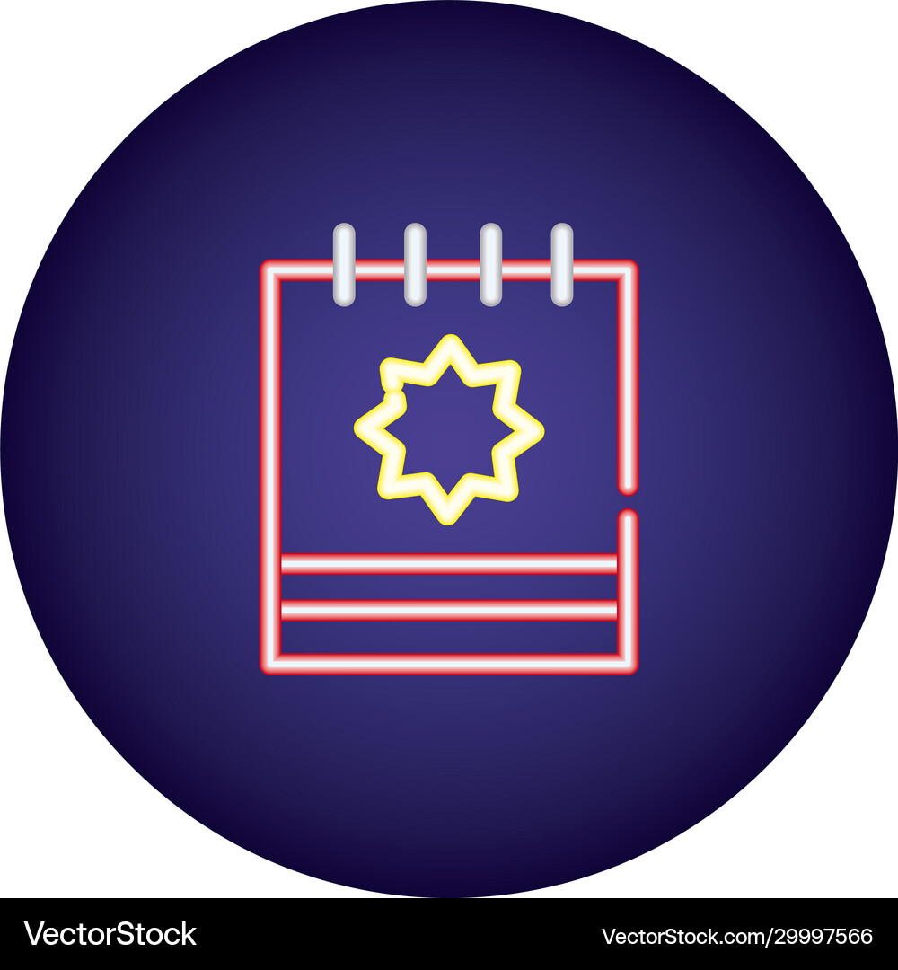 Calendar reminder with star neon light style Vector Image