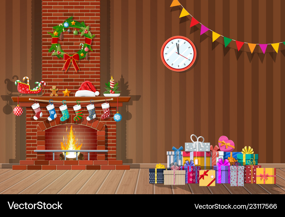 Christmas interior of room Royalty Free Vector Image