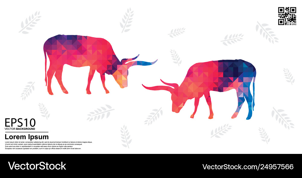 Colorful texas longhorn and tropical leaf pattern Vector Image