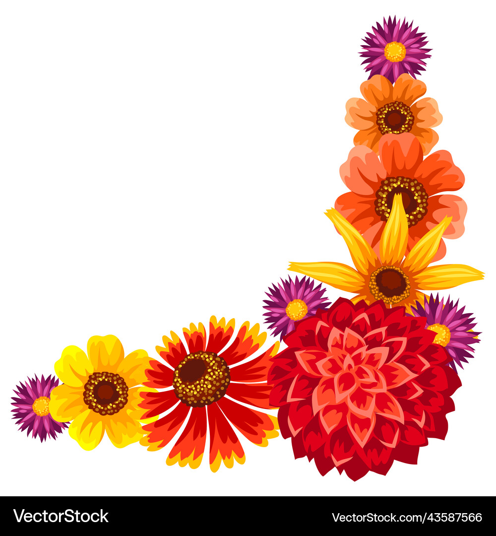 Decorative frame with autumn flowers beautiful Vector Image
