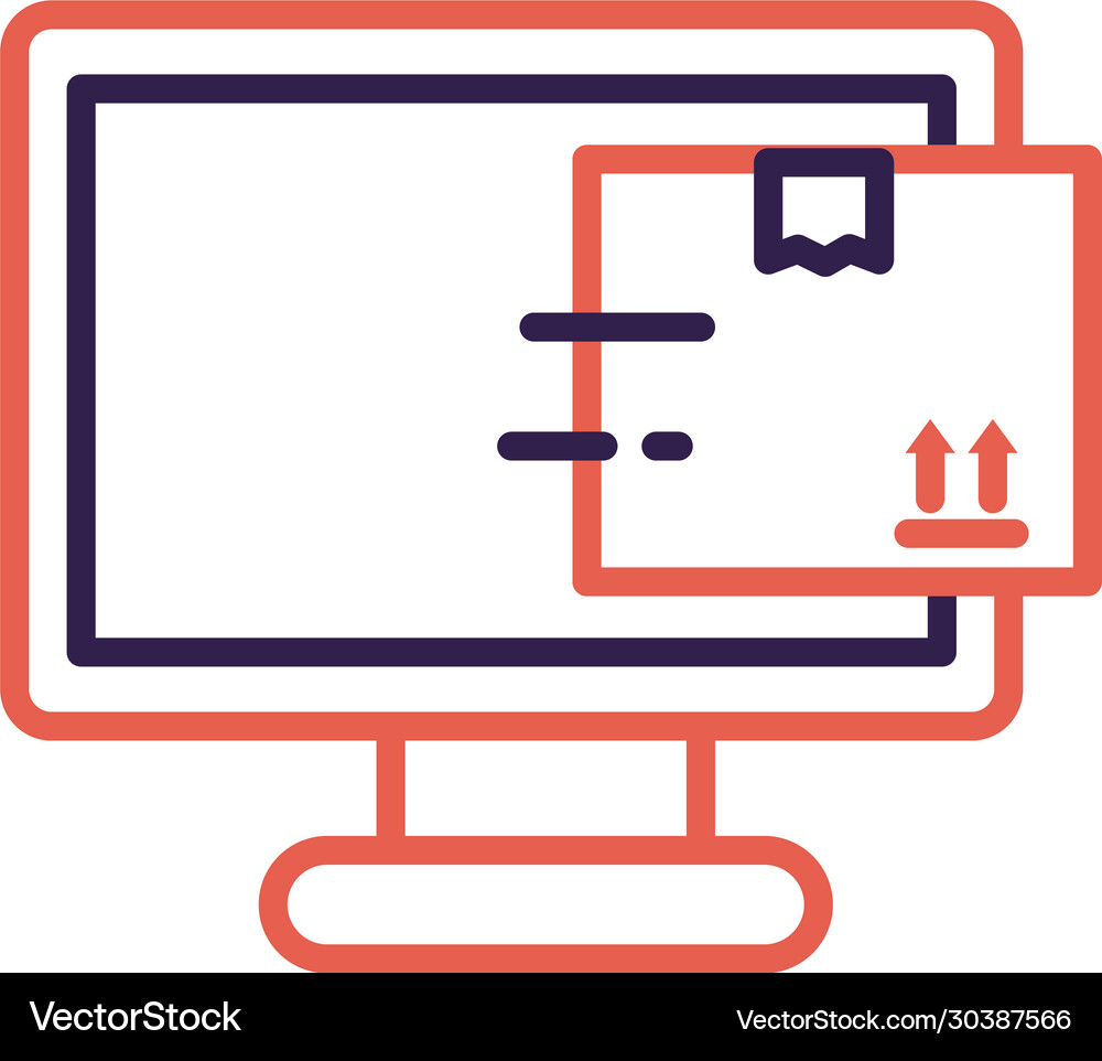 Desktop with box carton delivery service online Vector Image
