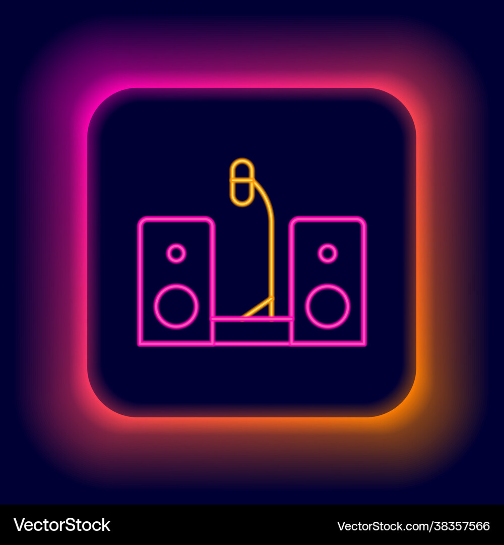 Glowing neon line home stereo with two speaker s Vector Image