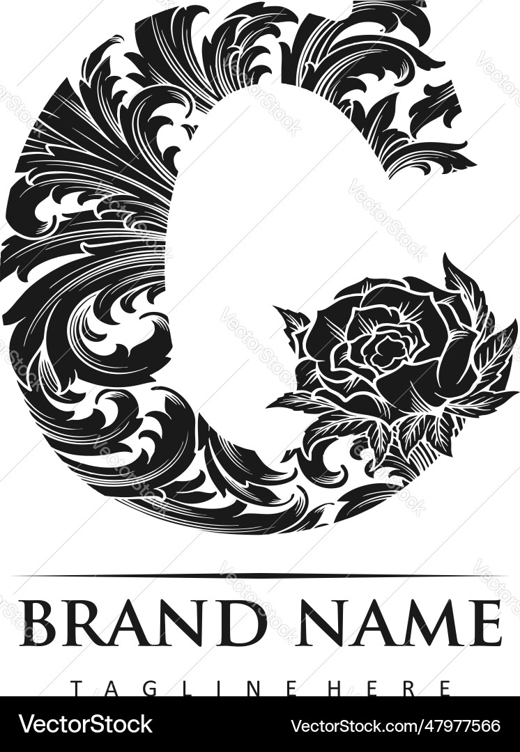 Graceful flourish g letter monogram logo Vector Image