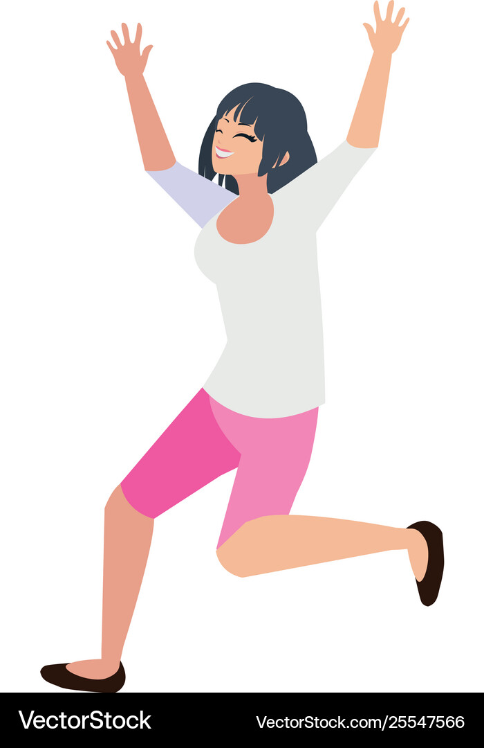 Happy young woman celebrating Royalty Free Vector Image