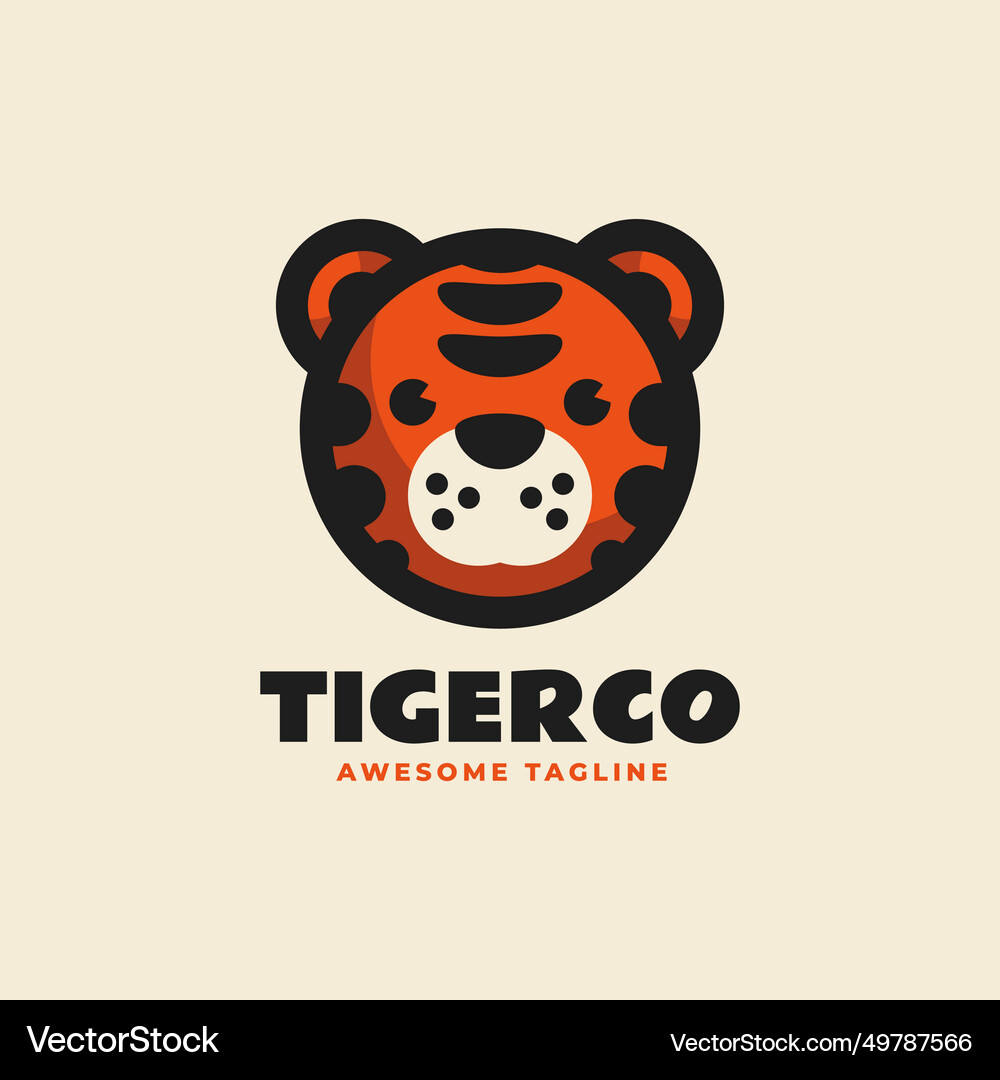 Logo tiger mascot cartoon style Royalty Free Vector Image