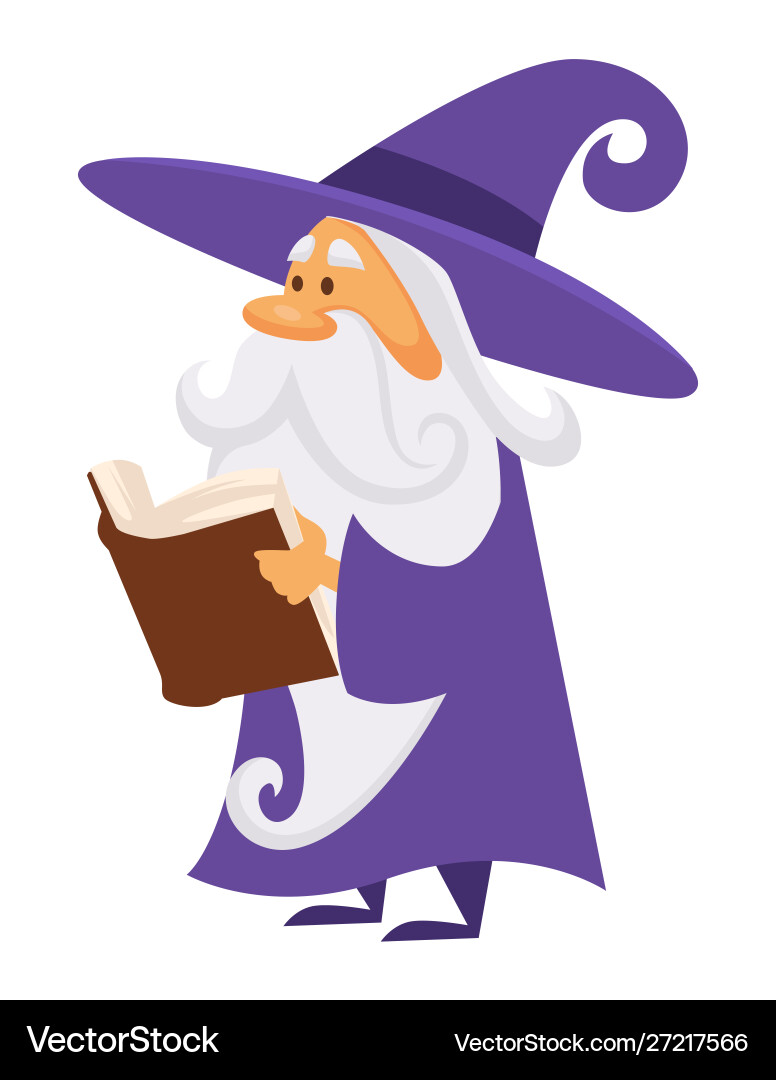 Magician or wizard with book spell charm Vector Image