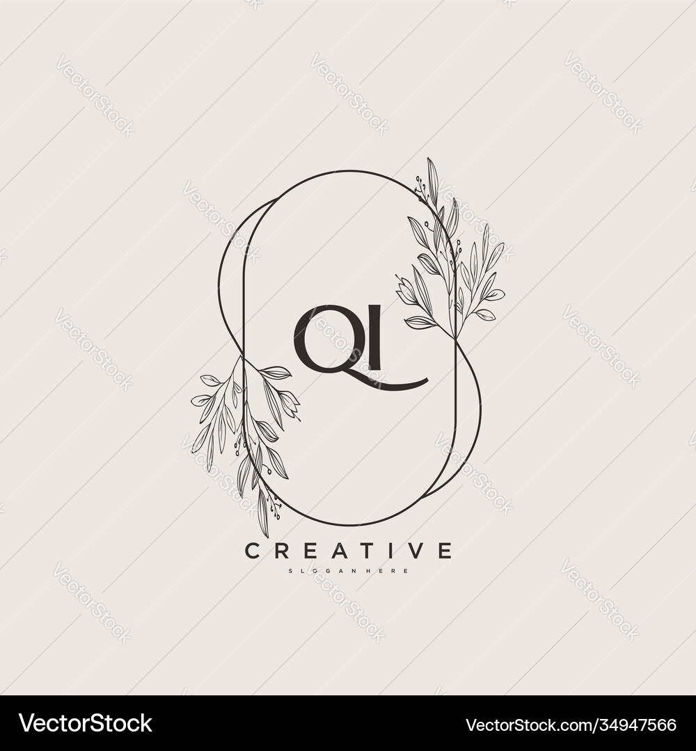 Qi beauty initial logo art handwriting logo Vector Image