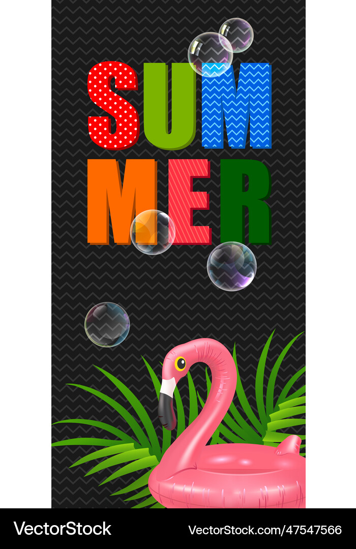 Summer lettering with swimming ring in shape Vector Image
