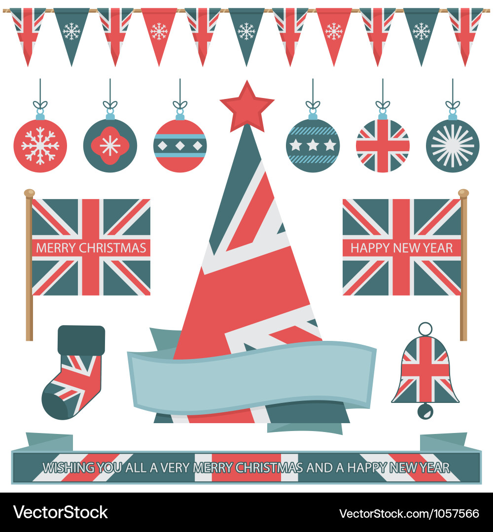 Uk christmas objects Royalty Free Vector Image
