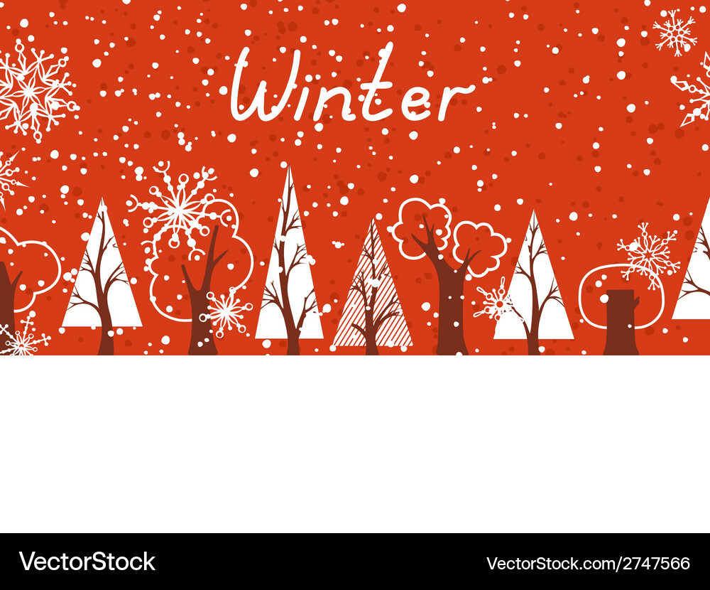 Winter background in red and white colours Vector Image