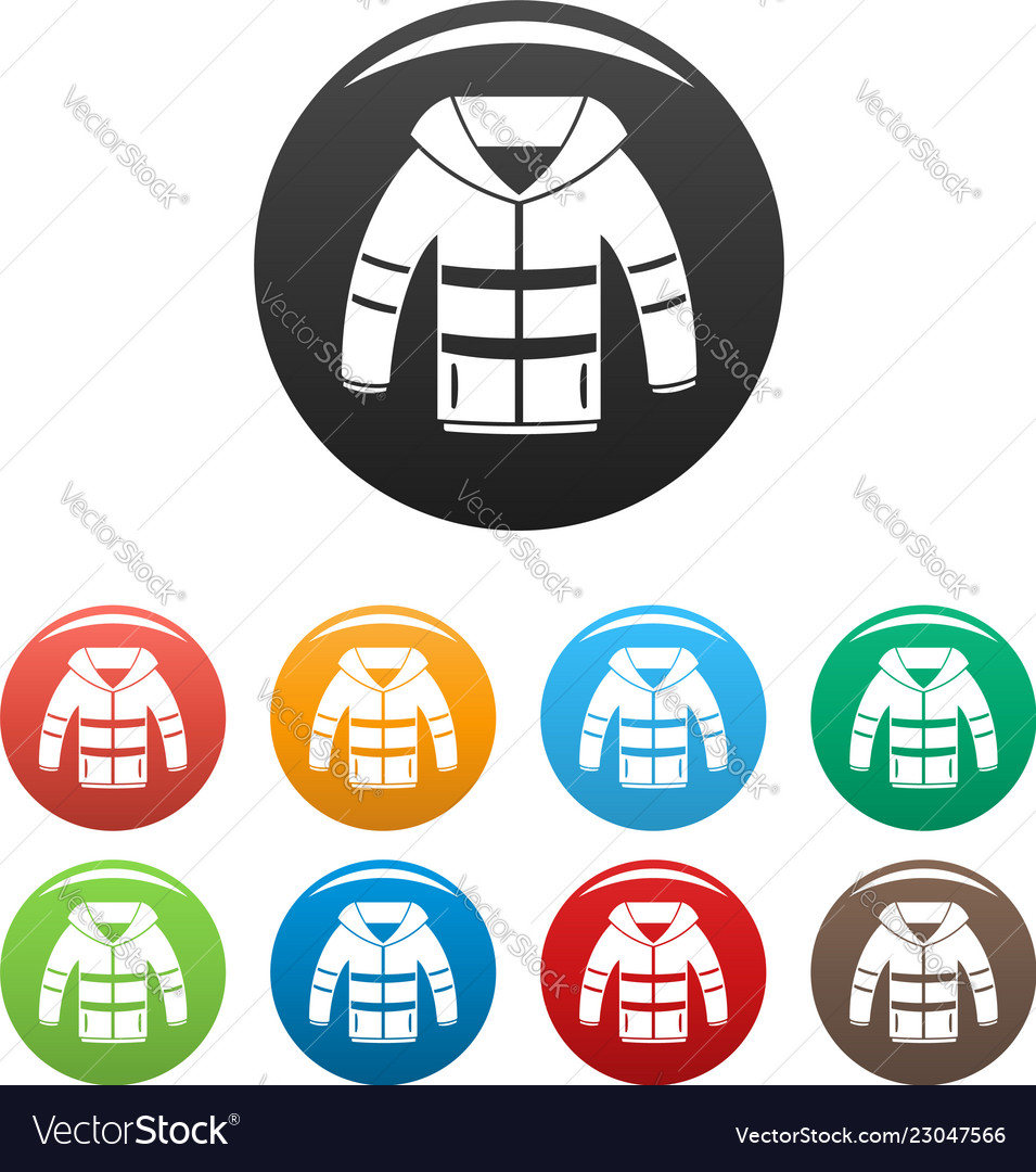 Winter jacket icons set color Royalty Free Vector Image Winter jacket icons set color Royalty Free Vector Image