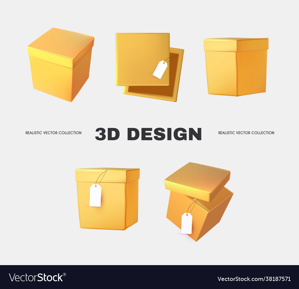 3d box collection in different view delivery Vector Image