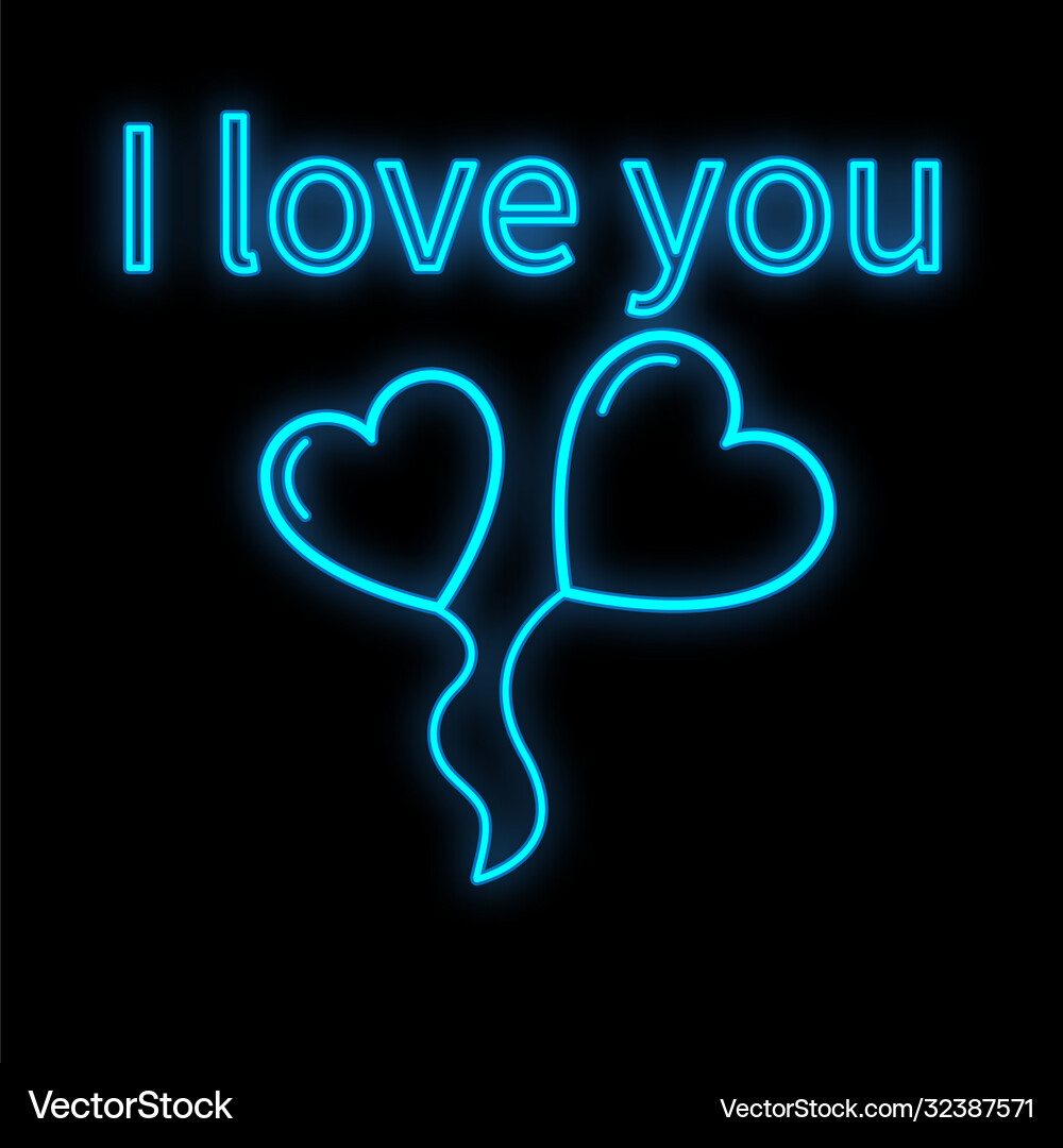 Bright luminous blue festive digital neon sign Vector Image