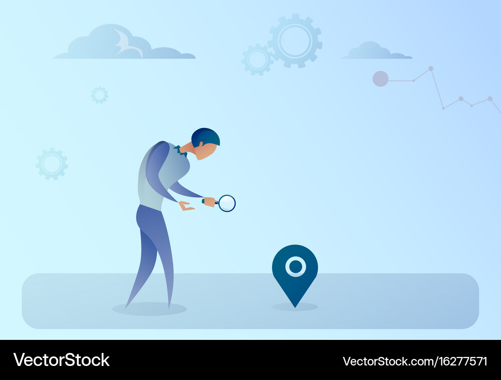 Business man searching for destination on digital Vector Image