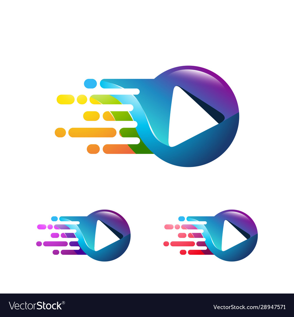 Button play rainbow logo Royalty Free Vector Image