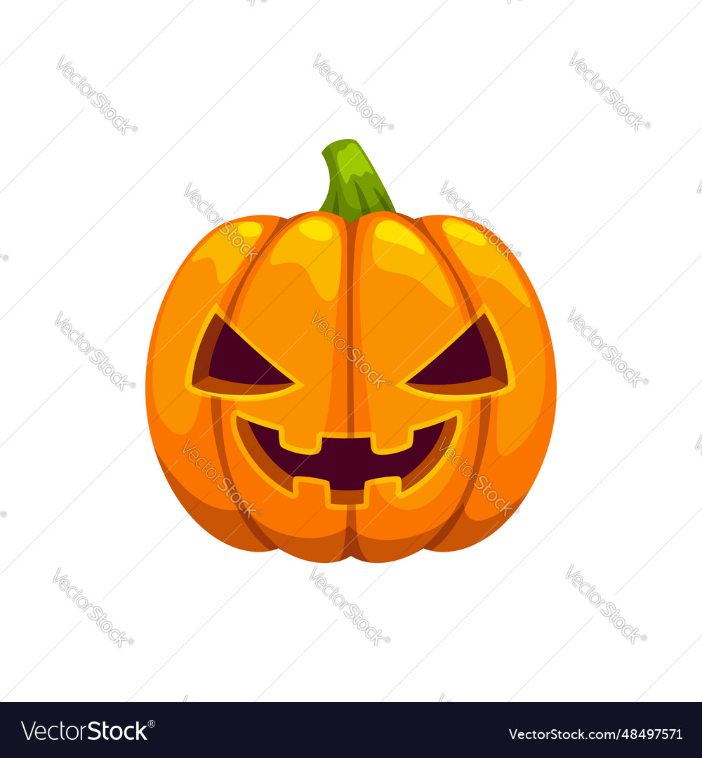 Cartoon grinning halloween pumpkin face emoji Vector Image