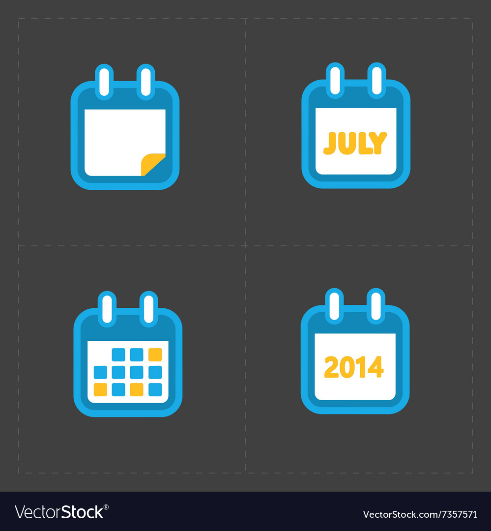 Colorful calendar icons on dark Royalty Free Vector Image