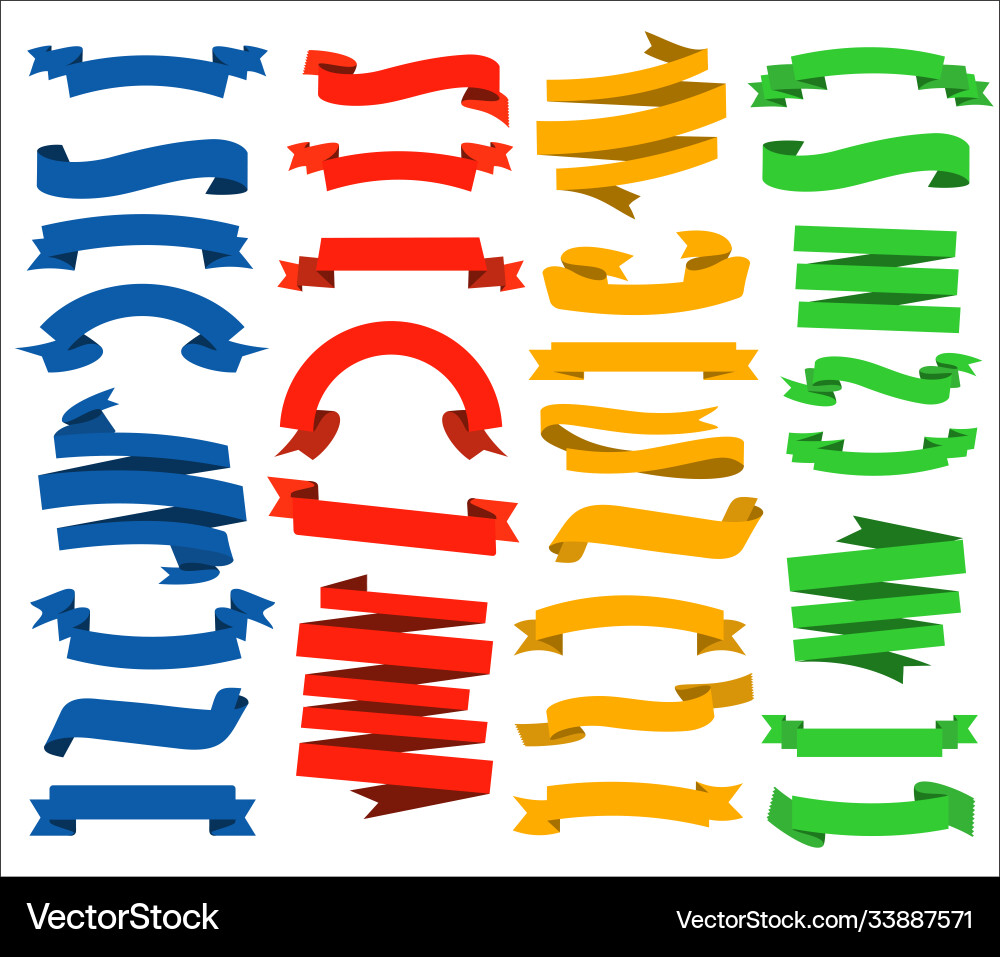 Colorful modern flat ribbons and labels collection
