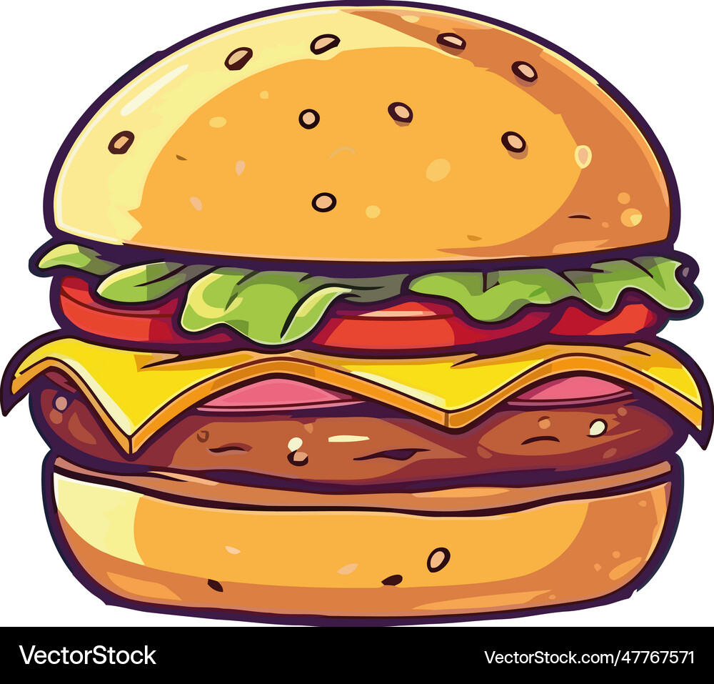 Gourmet burger with meat cheese and tomato Vector Image