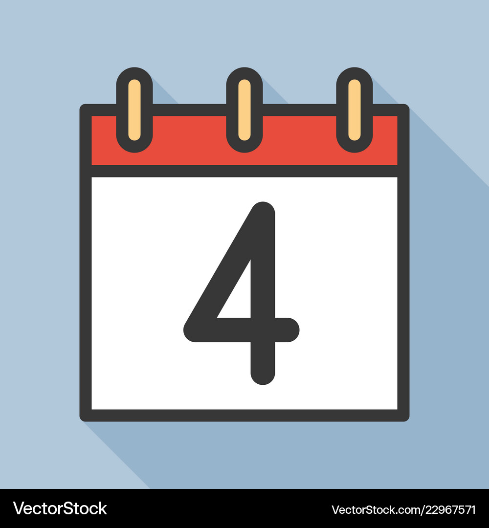 Number and calendar icon outline with long Vector Image