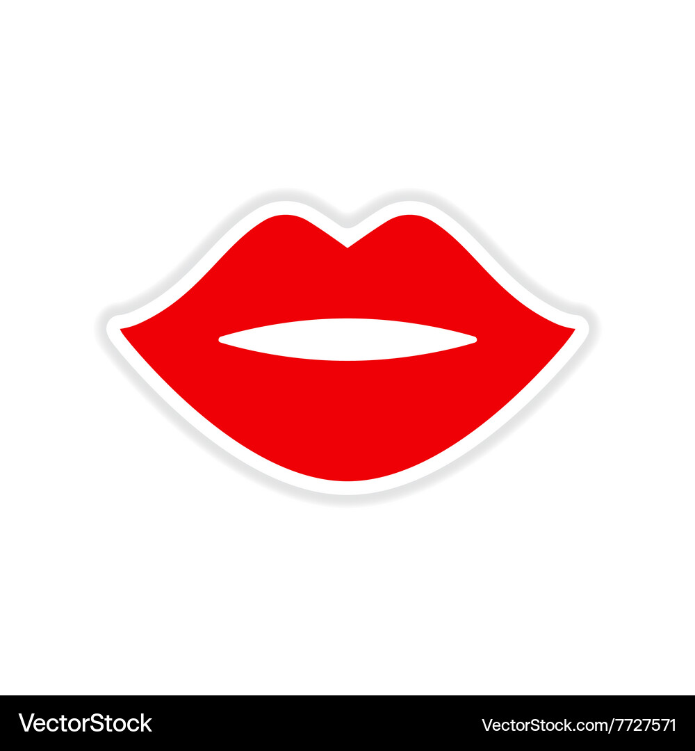 Paper sticker on white background female lips Vector Image