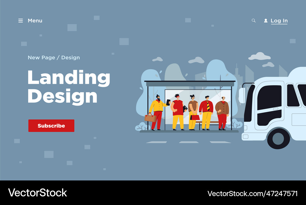 Passengers waiting for transport at bus stop Vector Image