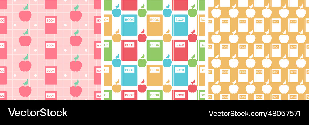 Set of happy teacher seamless pattern design Vector Image