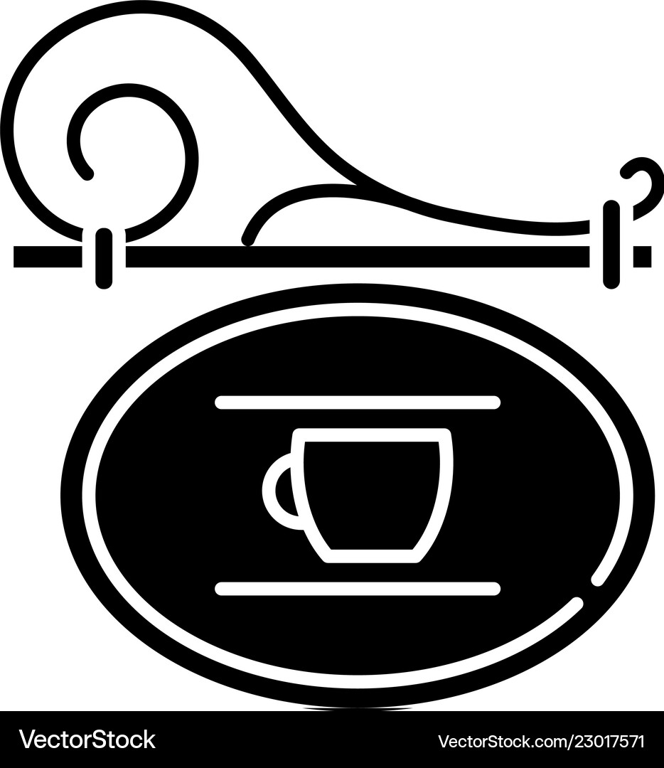 Signboard cafe black icon sign on isolated Vector Image