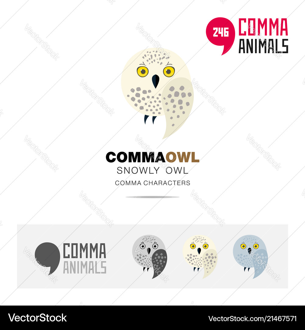 Snowly owl bird concept icon set and logo template