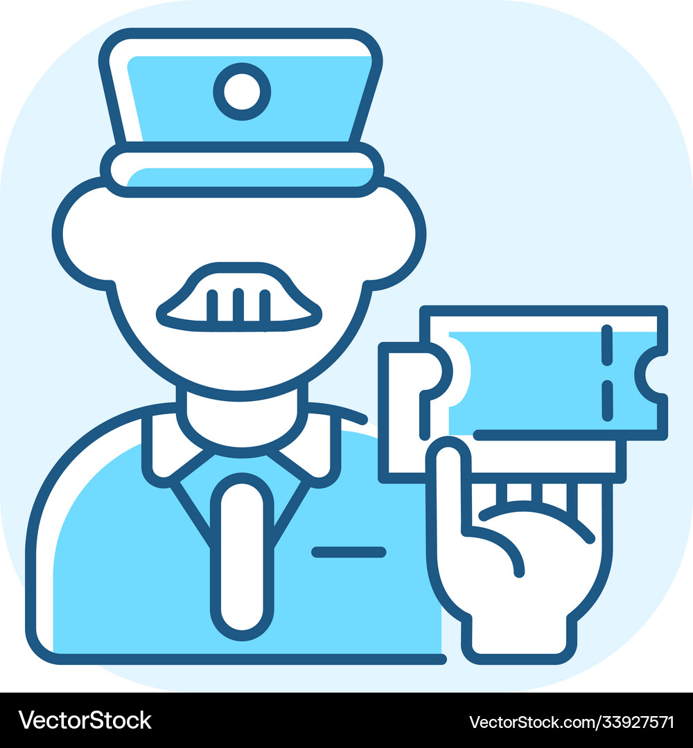 Ticket inspector blue rgb color icon Royalty Free Vector