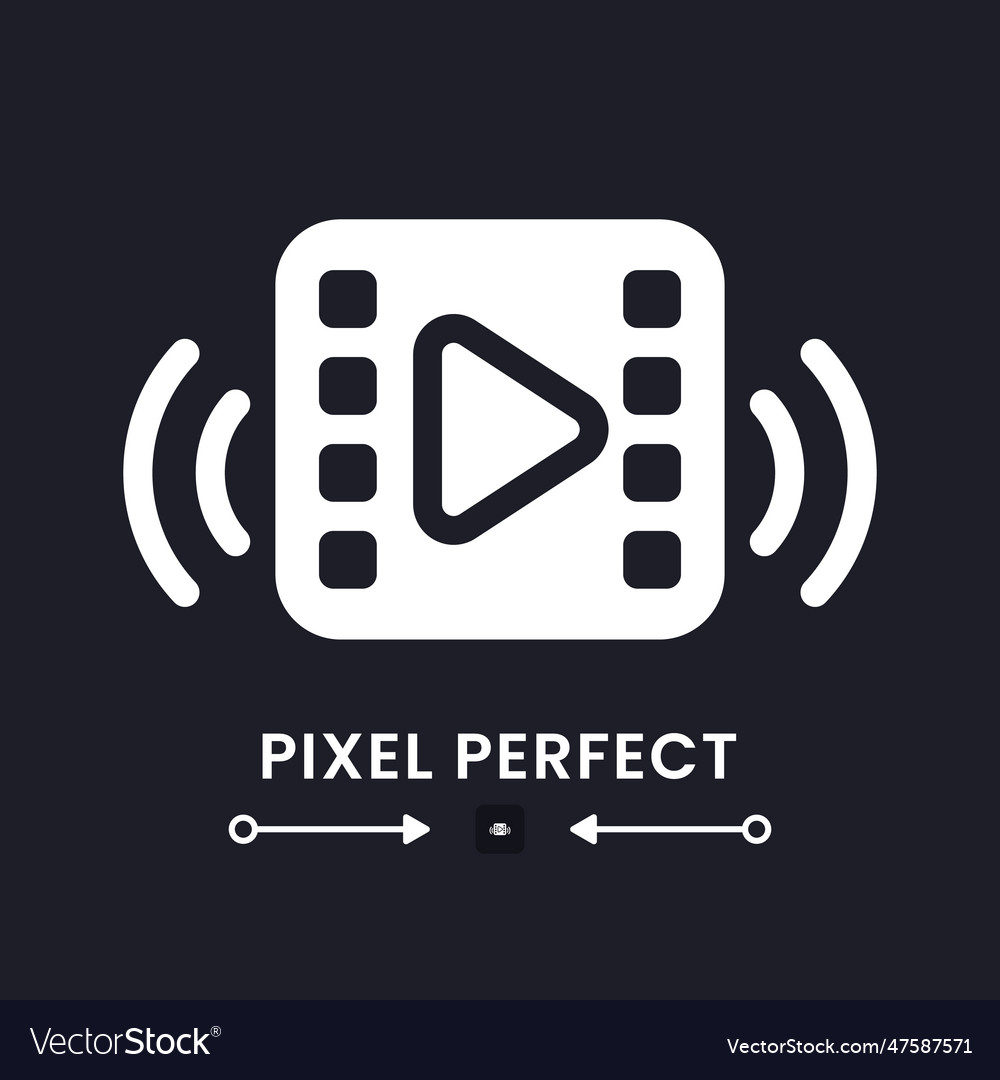 Video streaming white solid desktop icon Vector Image