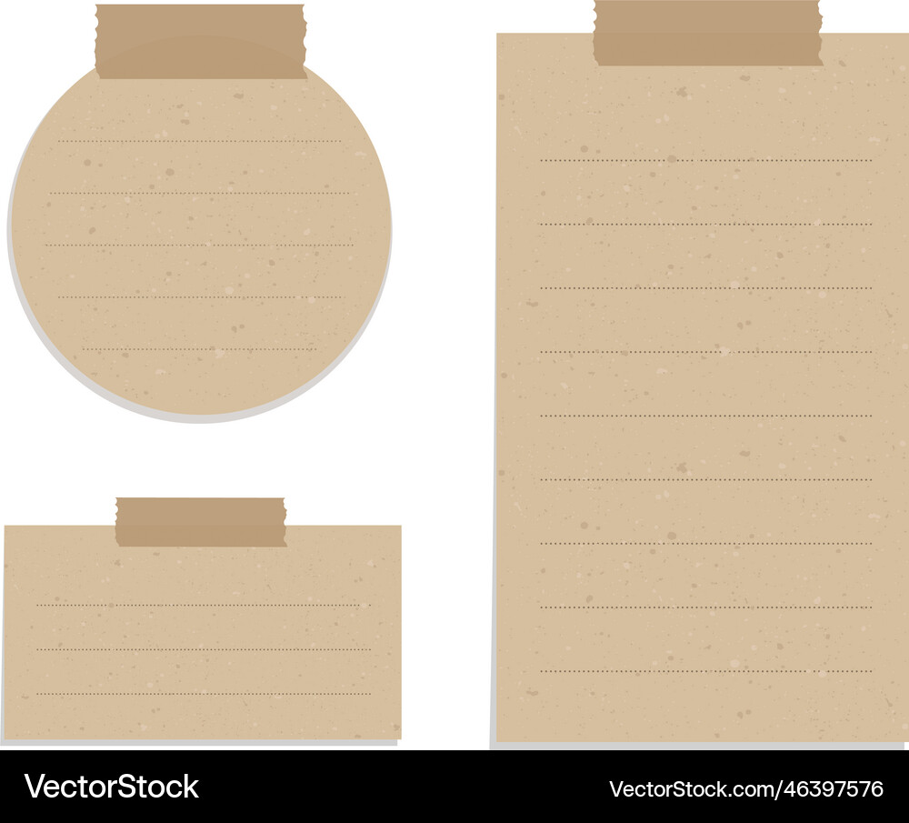 Aesthetic vintage brown paper note set recycled Vector Image