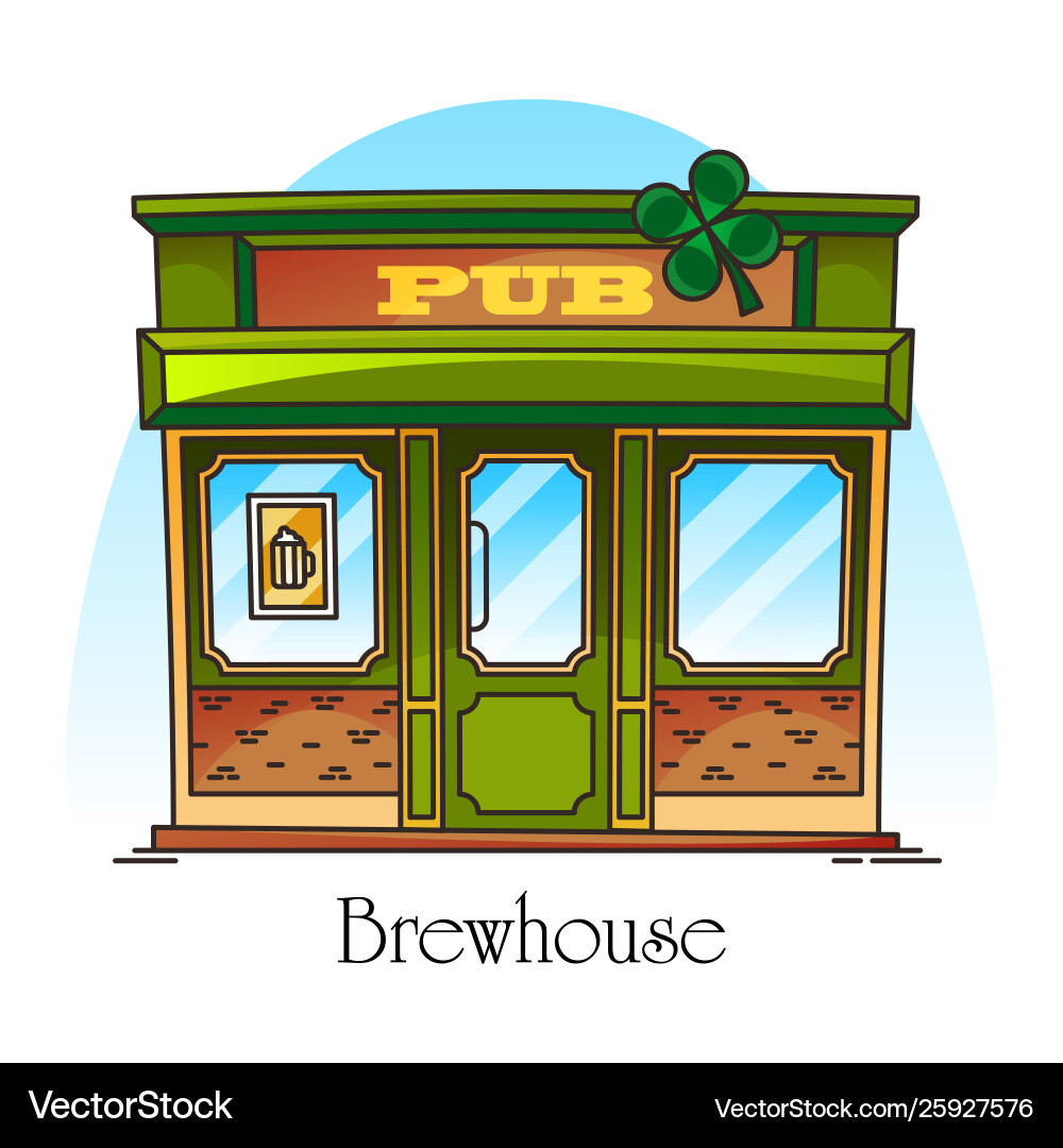 Bar or pub facade in thin line brewery brewhouse Vector Image