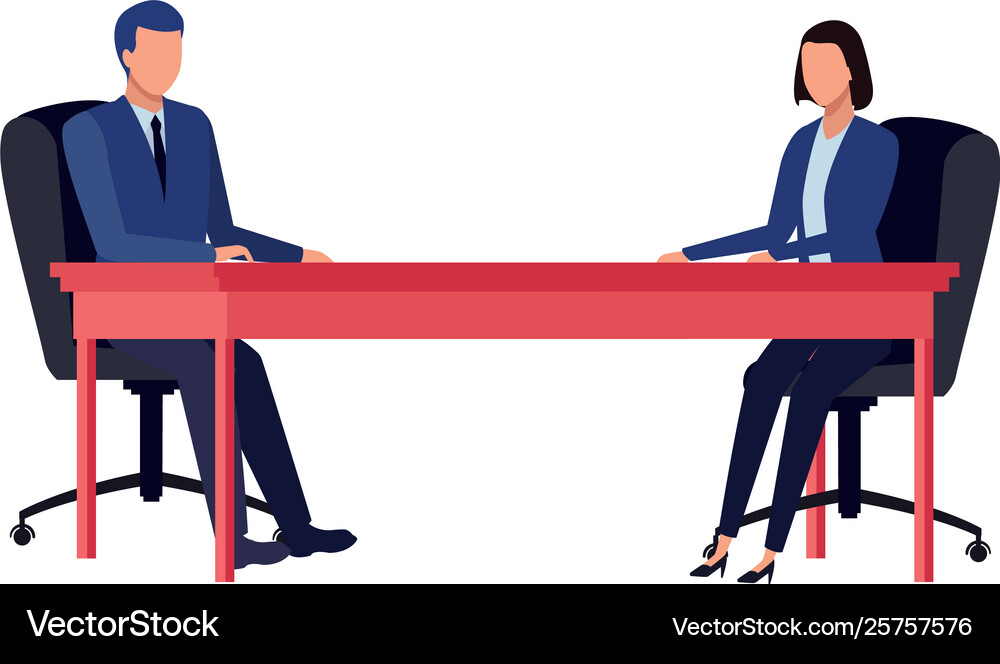 Business couple avatar on a desk Royalty Free Vector Image